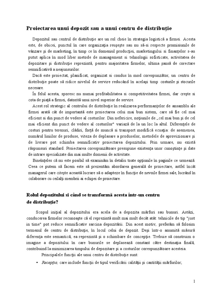 Proiectarea Unui Centru de Distributie | PDF