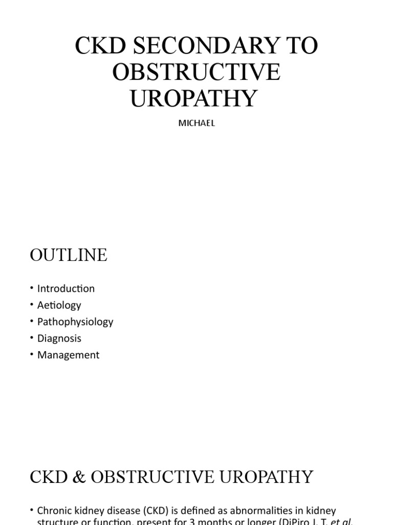 Chronic Kidney Disease Secondary to Obstructive Uropathy: A Focus on ...