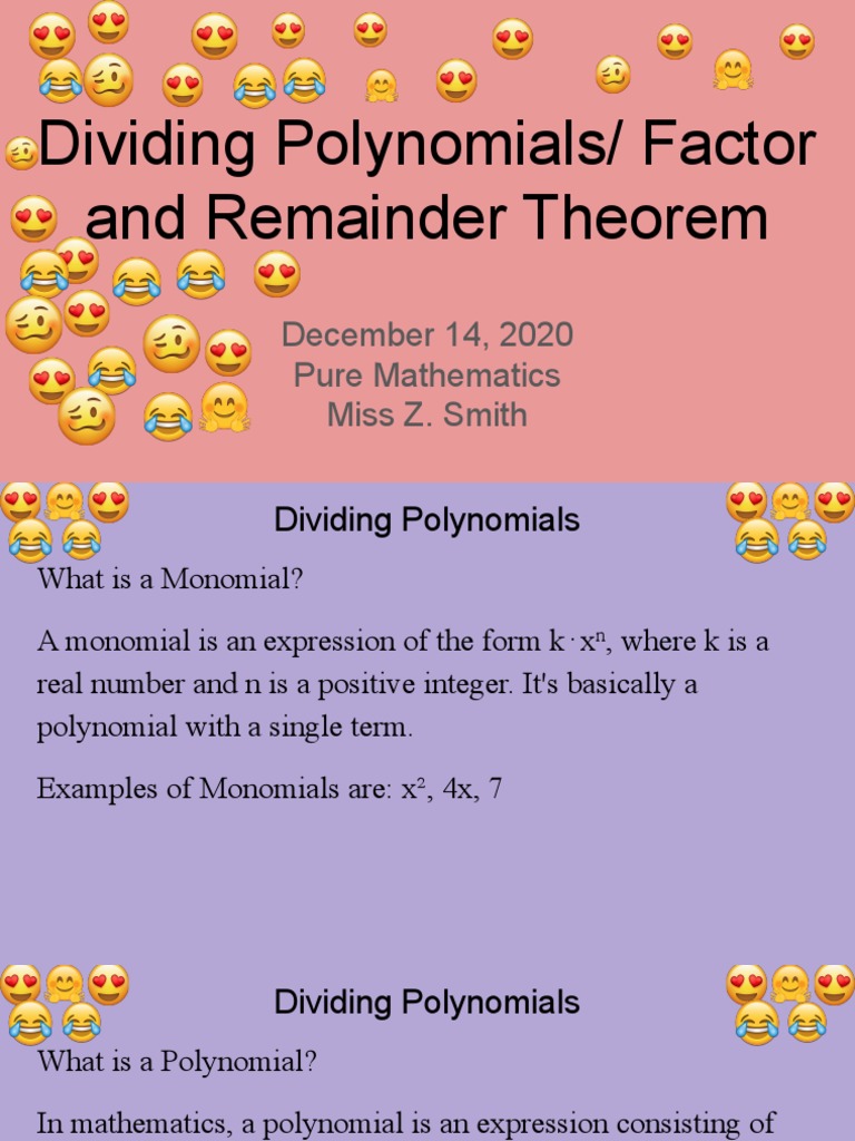 Lesson 6: Dividing Polynomials/ Factor and Remainder Theorem | PDF ...