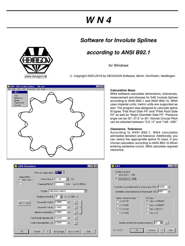 Software For Involute Splines According To ANSI B92.1: WWW - Hexagon.de ...