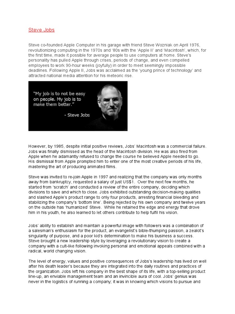 Steve Jobs | PDF | Apple Inc. | Steve Jobs