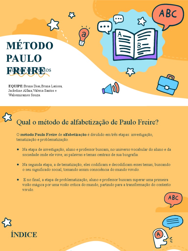 Método Paulo Freire de alfabetização | PDF | Alfabetização | Cognição