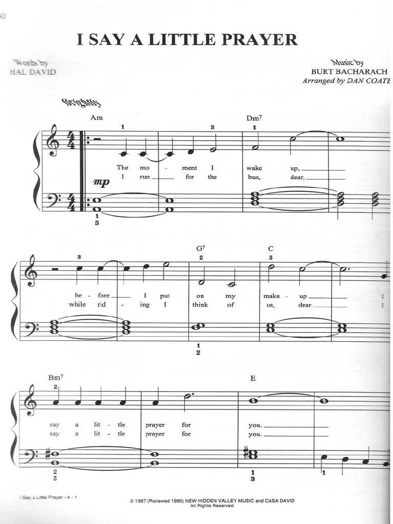 I Say A Little Prayer For You - Diana King - Partitura - Am | PDF