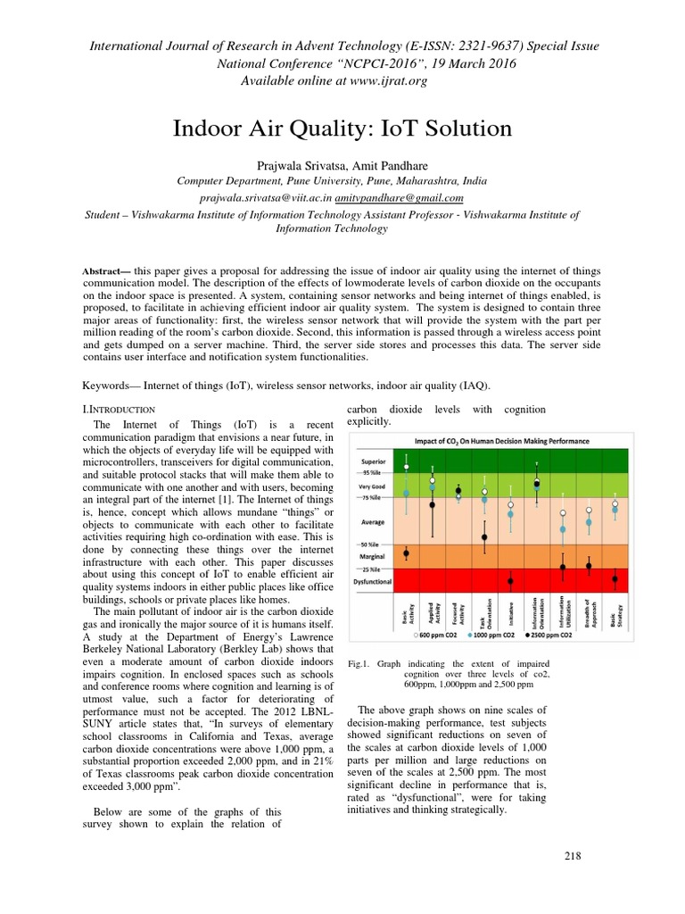 Indoor Air Quality IoT Solution | PDF | Internet Of Things | Computer ...