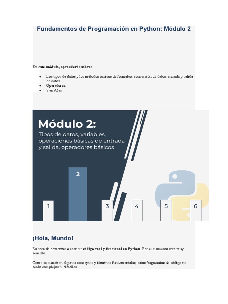 Modulo 2 | PDF | Python (lenguaje de programación) | Cadena (informática)