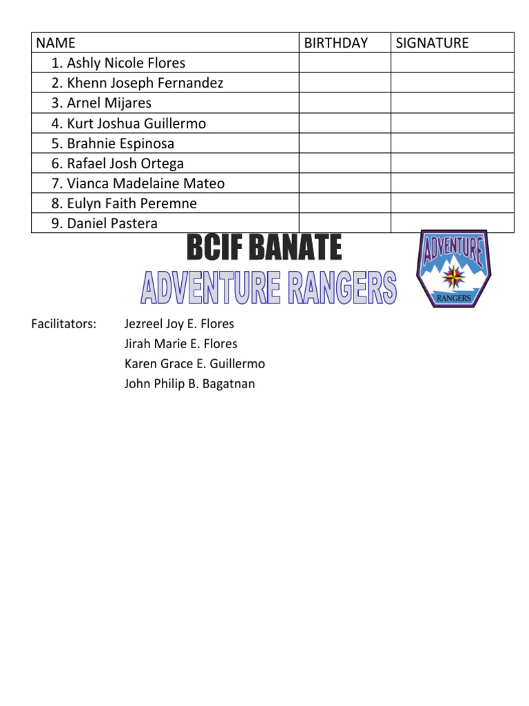 Royal Rangers Attendance | PDF