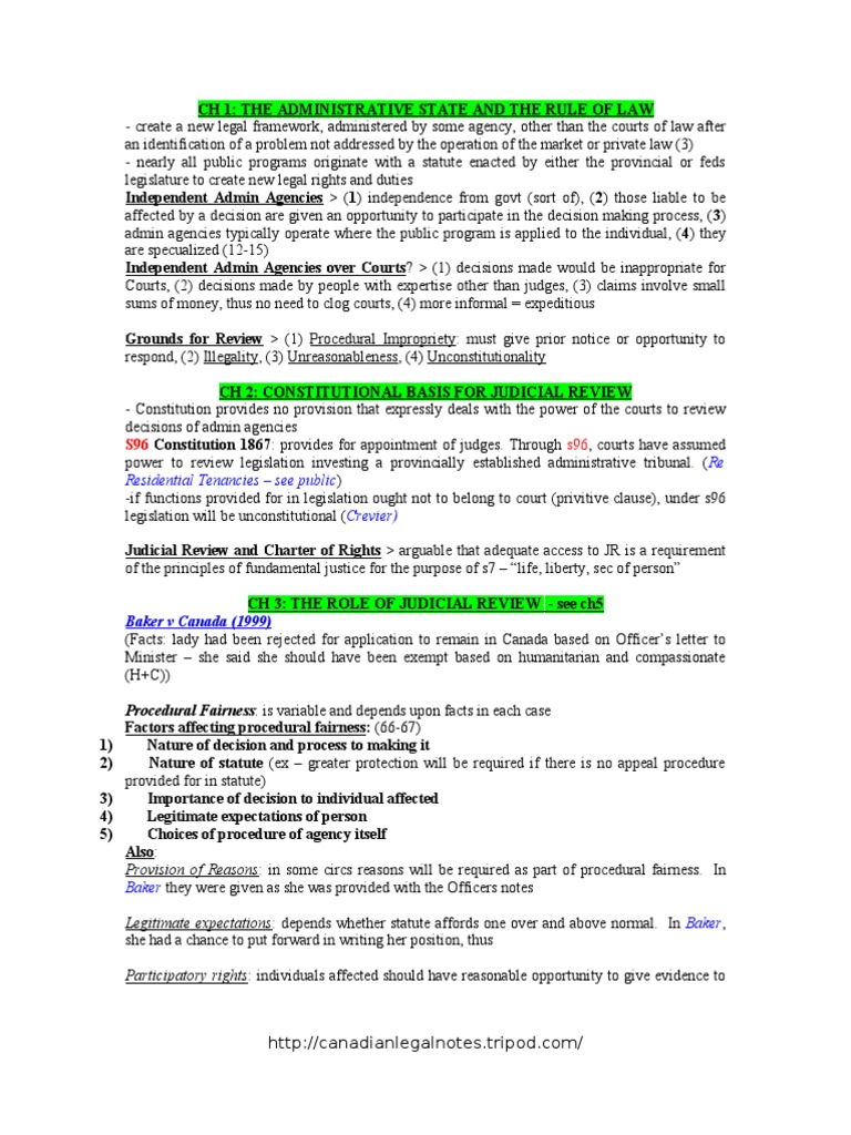 Admin Law Study Notes | PDF | Discovery (Law) | Standard Of Review