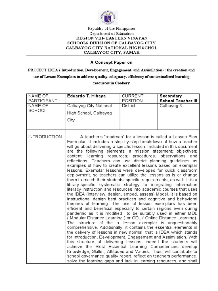 Hibaya Project Idea | PDF | Teachers | Constructivism (Philosophy Of Education)