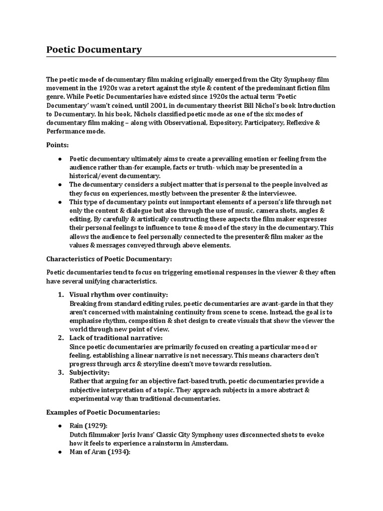 02 Poetic Documentary | PDF | Documentary Film