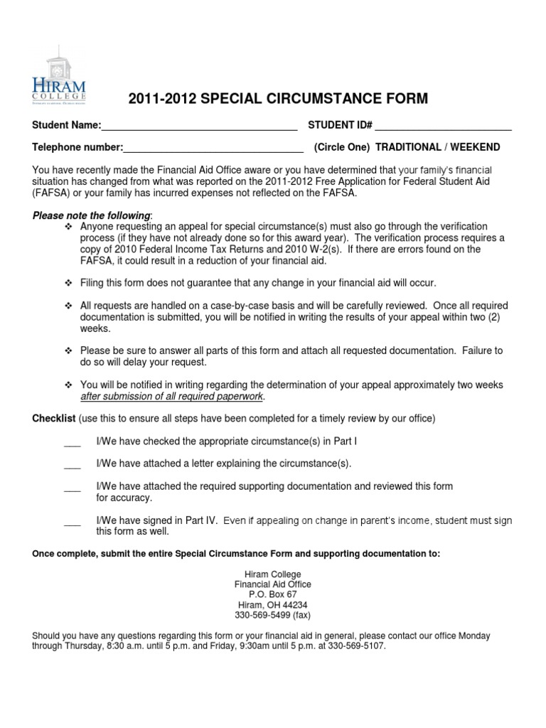 2011-2012 Special Circumstance Form | PDF | Irs Tax Forms | Child Support