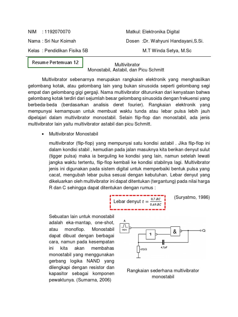 Monostabil, Astabil, Dan Picu Schmitt | PDF | Sains & Matematika