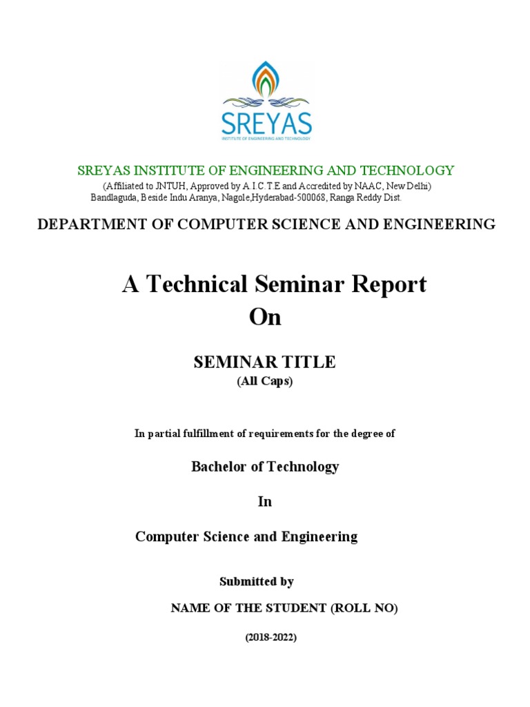Technical Seminar Report SAMPLE | PDF | Traffic | Internet Of Things