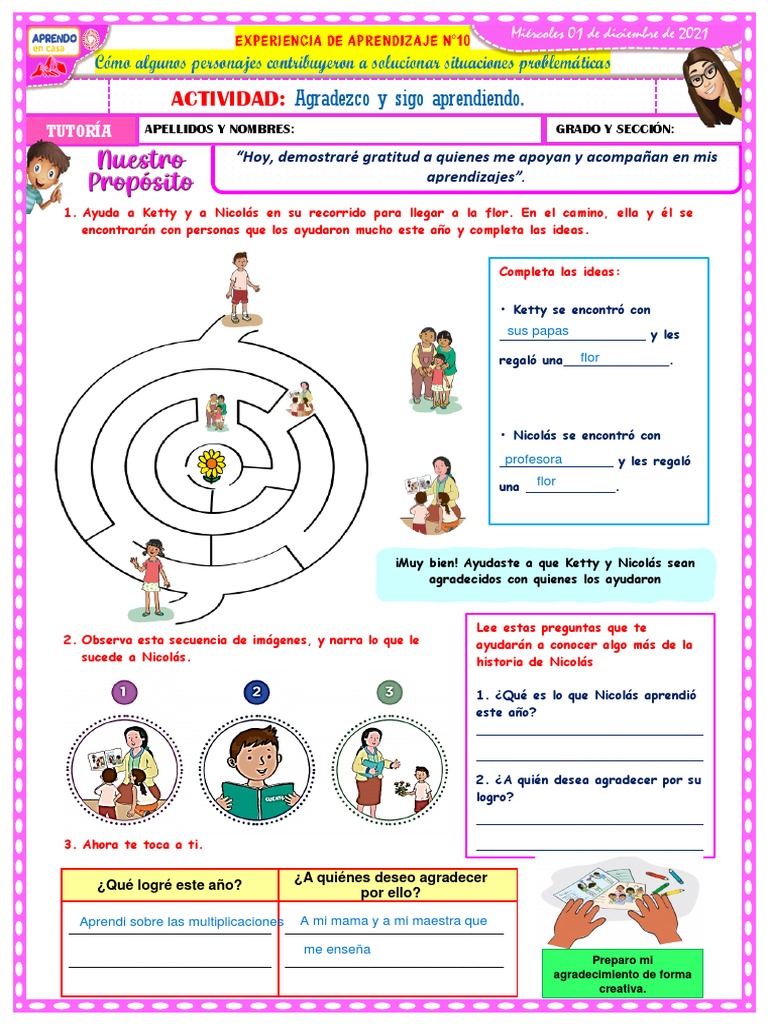 DIA 3 Agradezco y Sigo Aprendiendo. | PDF