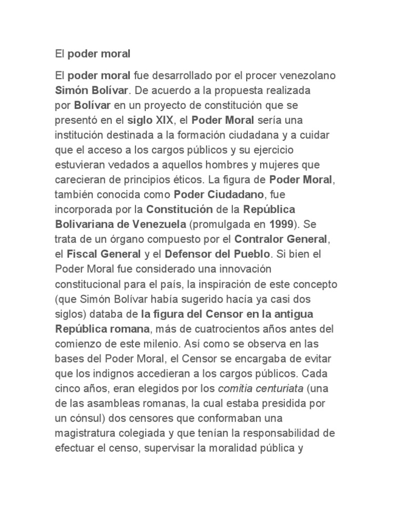 El Poder Moral | PDF | República | Moralidad