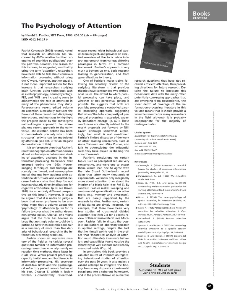 The Psychology of Attention: Books | PDF | Attention | Perception