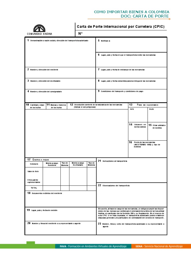 Carta de Porte | PDF | Comercio | Transporte de mercancías
