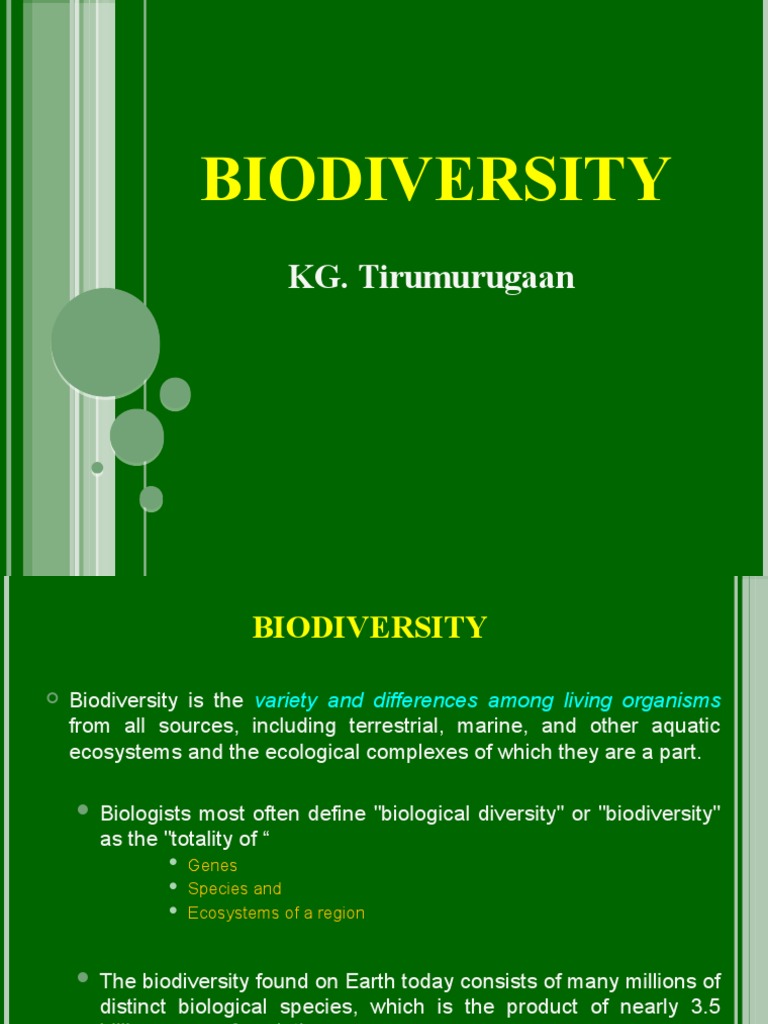 Biodiversity Kg Tirumurugaan Pdf Biodiversity Systems Ecology