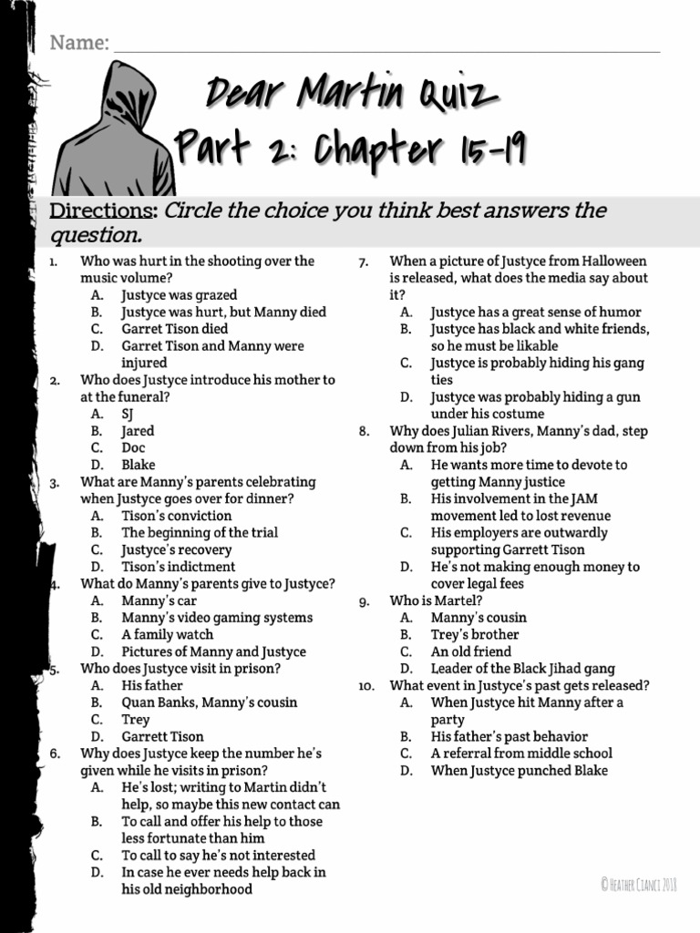 Quiz Part 2: Chapter 15-19: Dear Martin | PDF