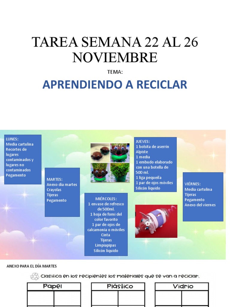TAREA Aprendiendo A Reciclar | PDF
