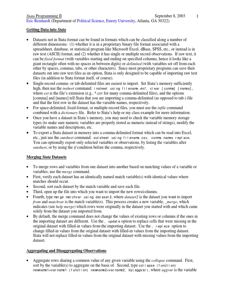 STATA Programming II | Download Free PDF | Comma Separated Values ... STATA Programming II | Download Free PDF | Comma Separated Values ...
