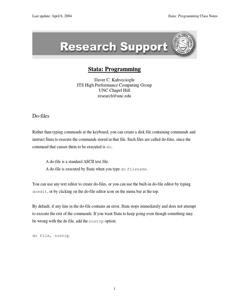 Stata: Programming: Do-Files | PDF | Computer File | Sas (Software)