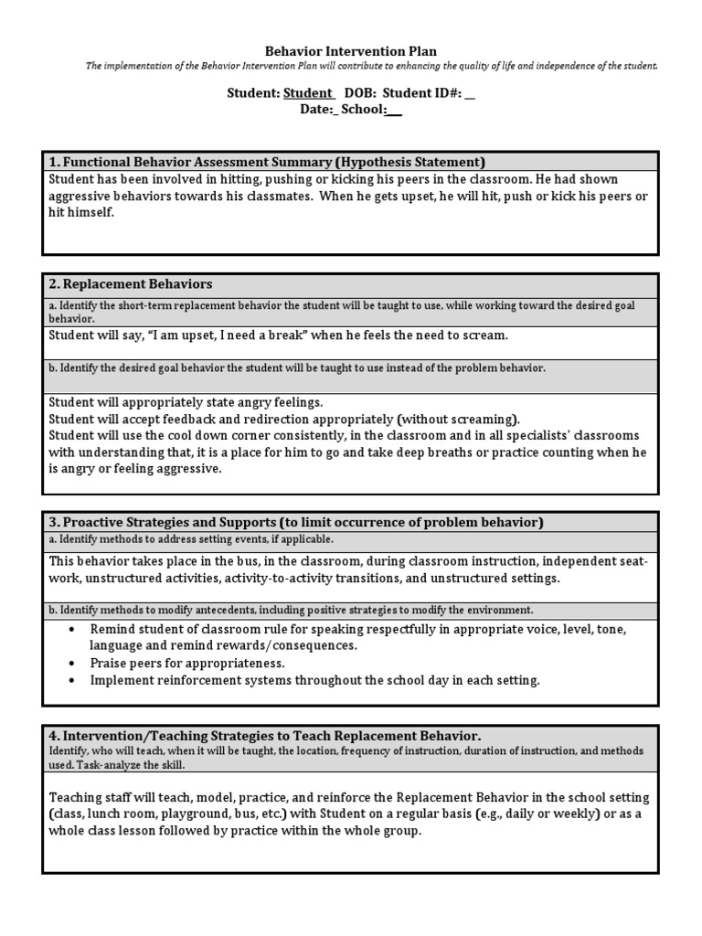 BIP - Physical Aggression | PDF | Reinforcement | Behavior