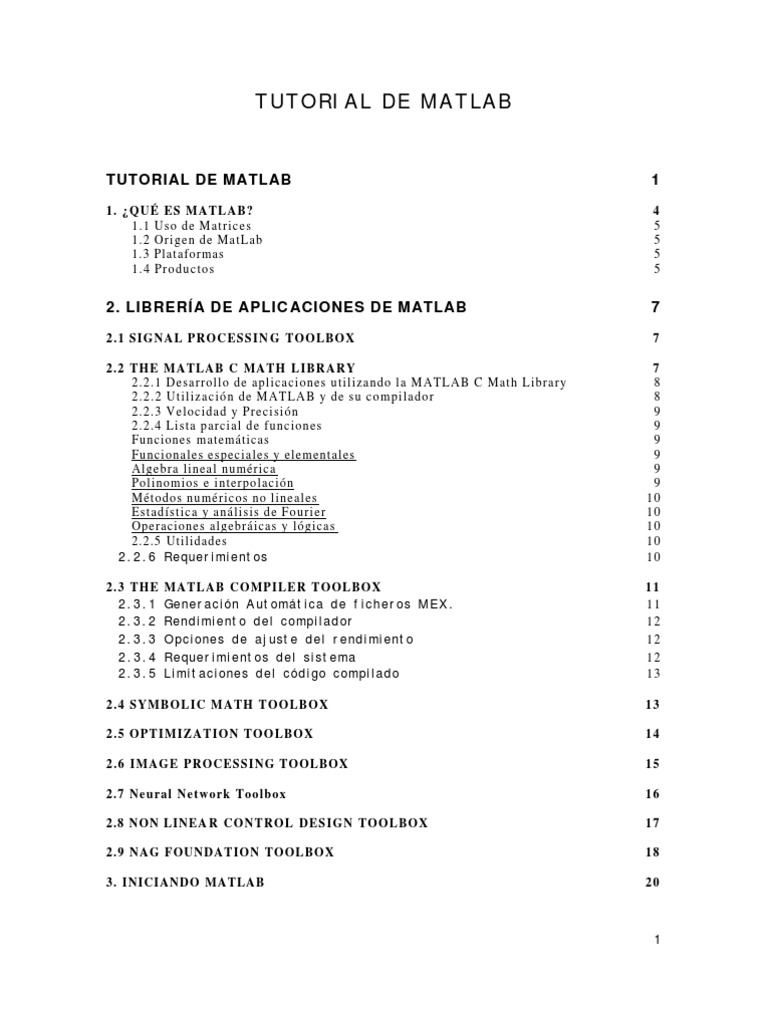 Tutorial de Matlab (101 Paginas - en Español) | PDF
