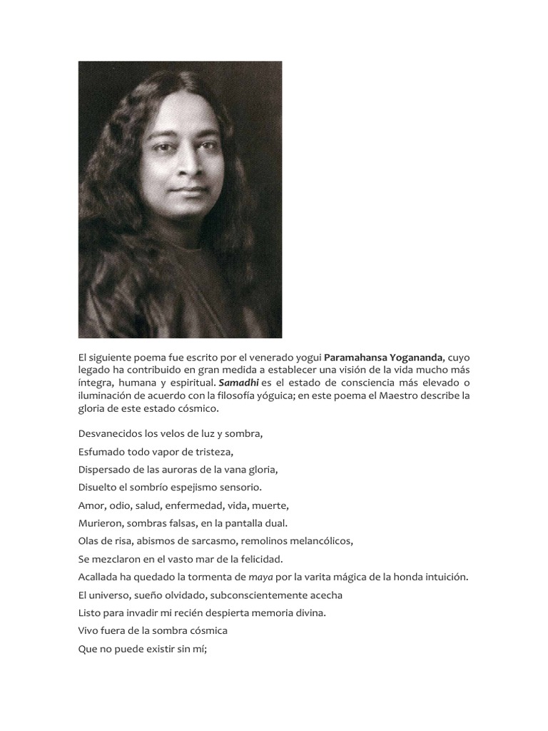 Poema Samadhi Paramahansa Yogananda | PDF