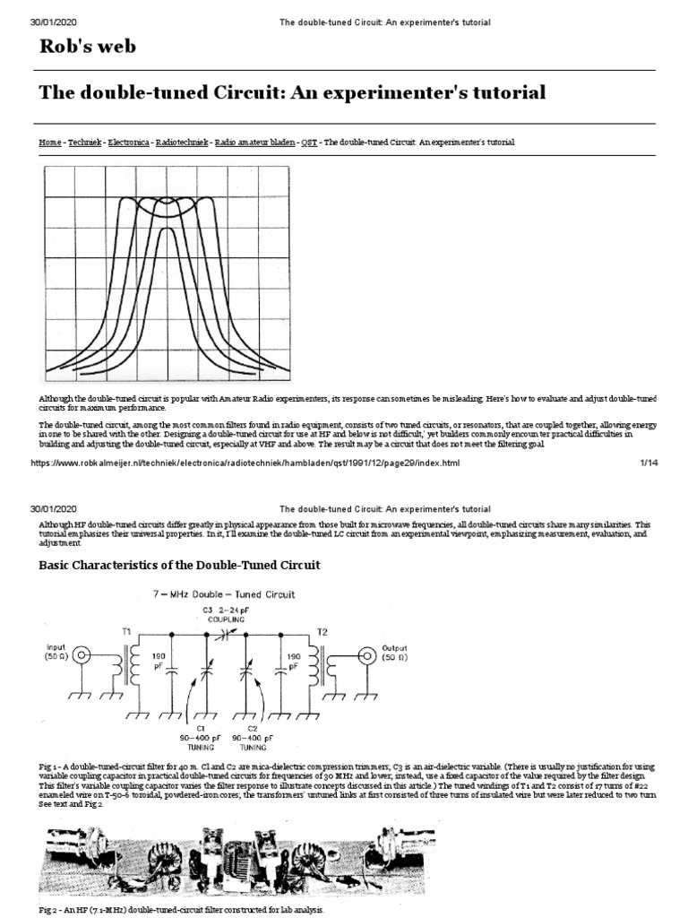 The Double-Tuned Circuit - An Experimenter's Tutorial | PDF | Electronic Filter | Inductor