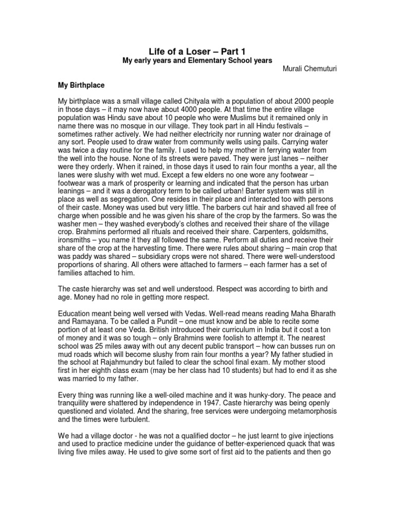 Life of A Loser-Part 1 | PDF | Midwife | Teachers