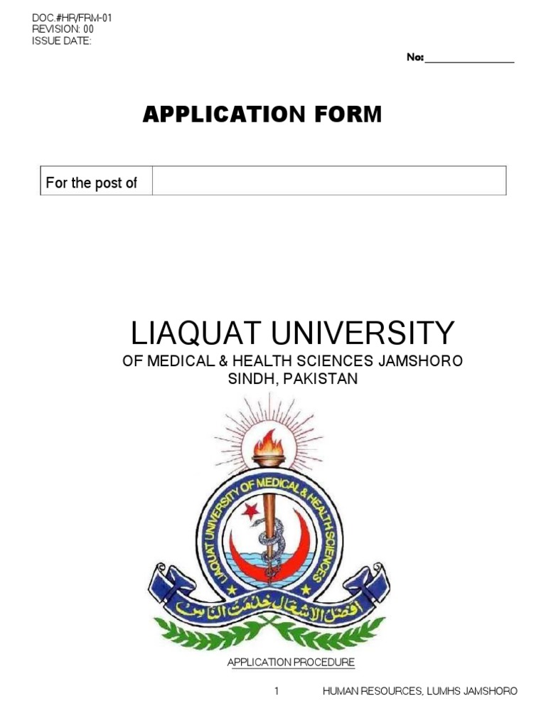 Liaquat University: Application Form | PDF | Government