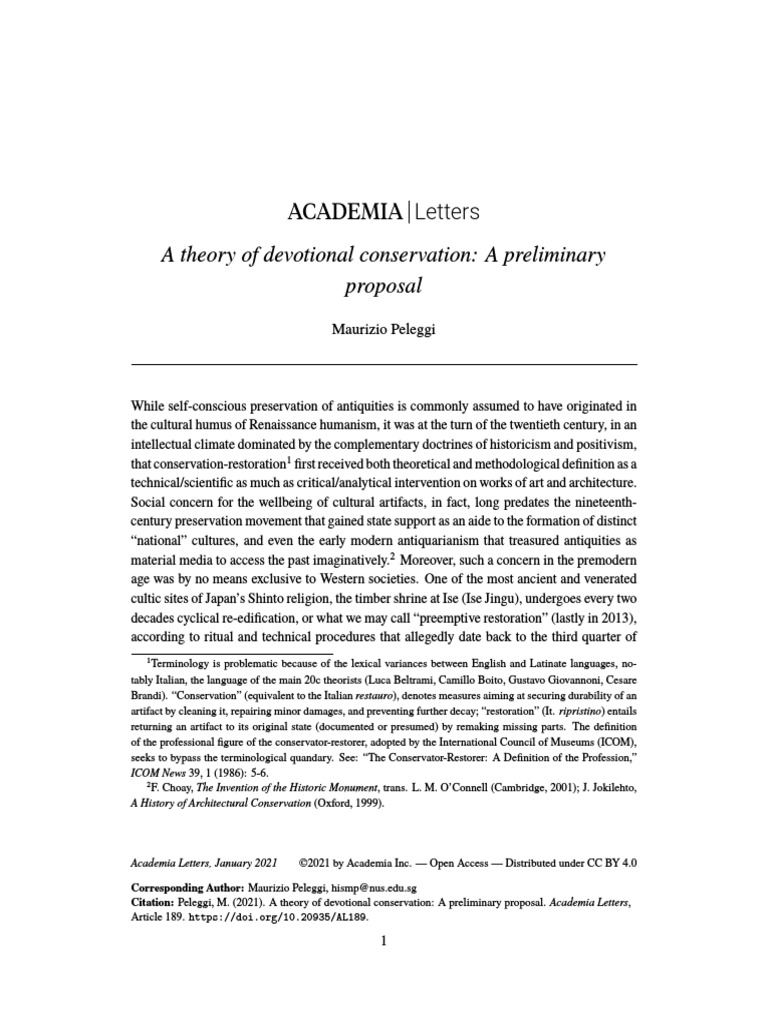 A Theory of Devotional Conservation A PR | PDF | Relic | Theseus