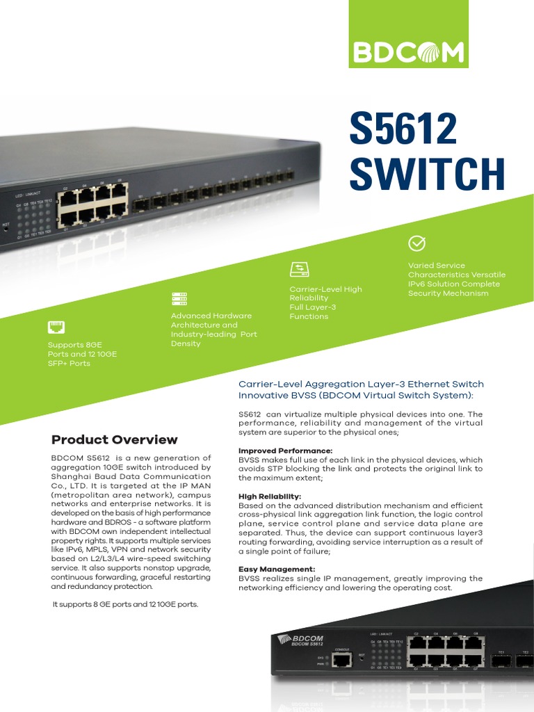 S5612 Switch: Product Overview | PDF | Computer Network | I Pv6