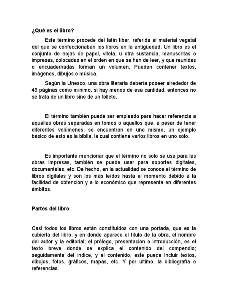 Definición y partes del libro | PDF | Libros | Bibliografía