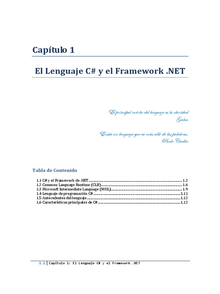 El Lenguaje C# y El Framework NET | PDF | .NET Framework | Java (lenguaje de programación)