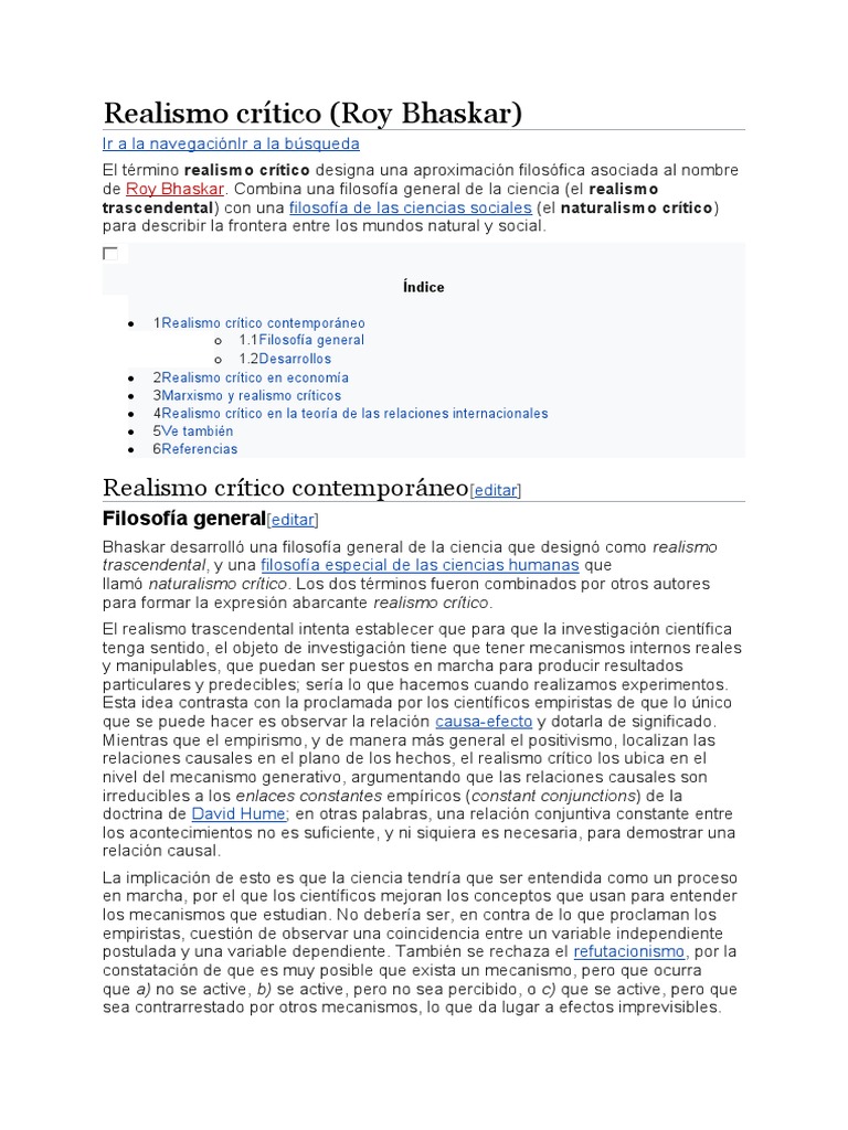 Realismo Crítico | PDF | Epistemología | Filosofía contemporánea
