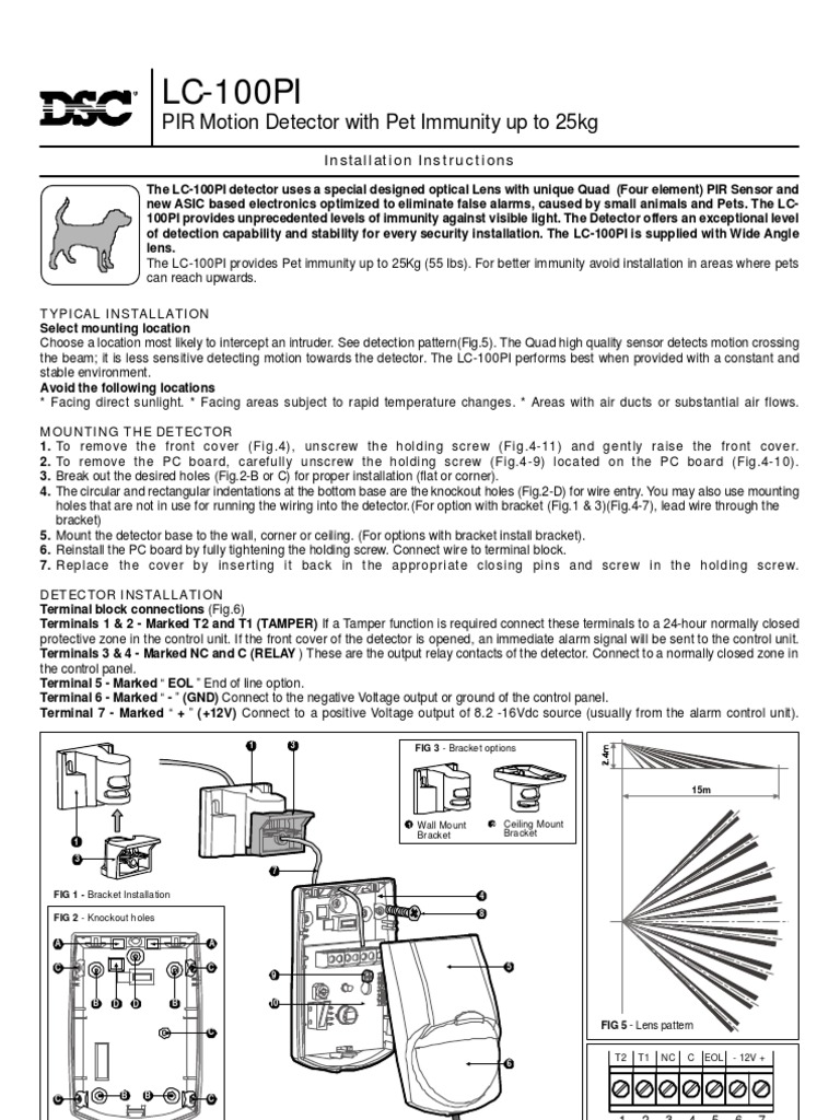 LC-100PI Motion Detector Manual | PDF | Electromagnetic Interference ...