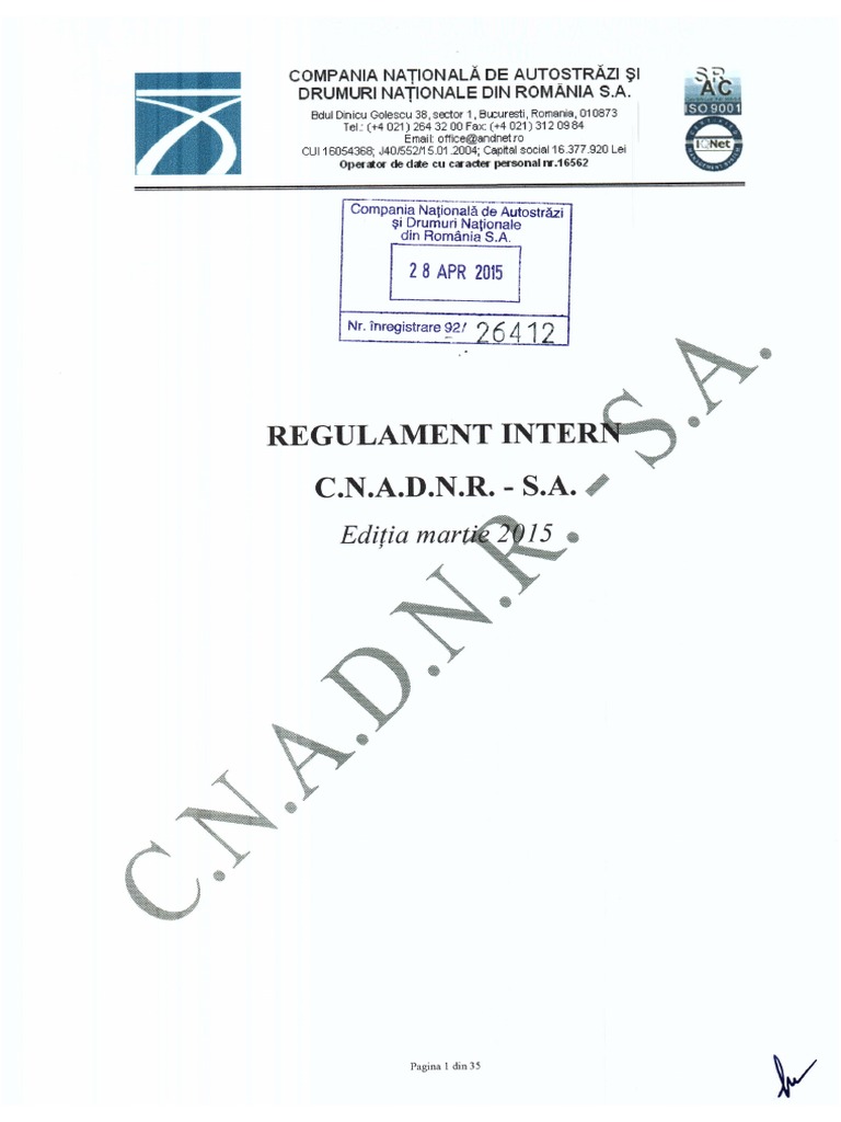Regulament Intern | PDF