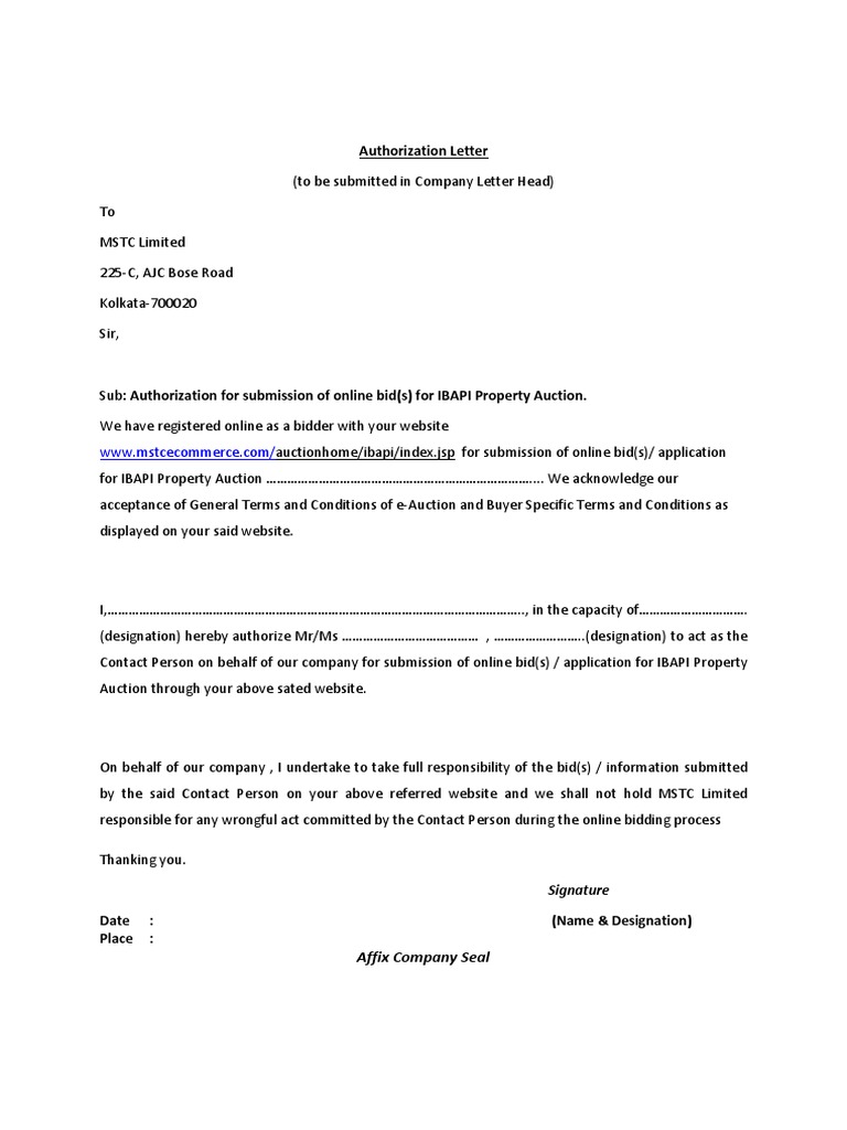 Authorization for Online Bidding | PDF | Auction | Pricing