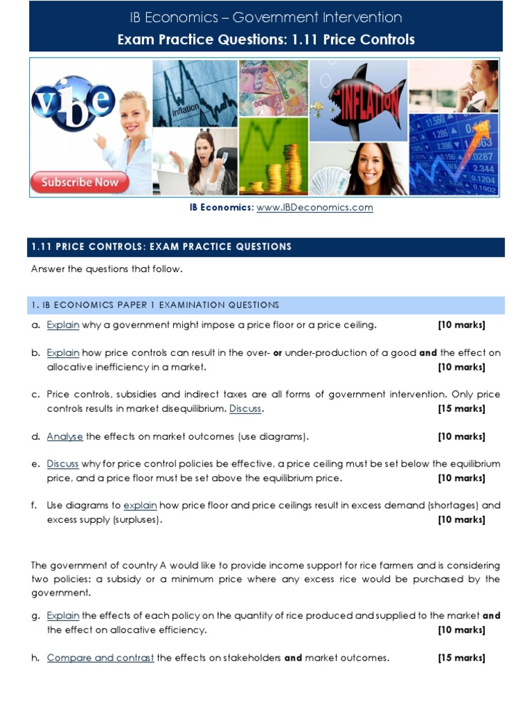 Exam Practice Questions: 1.11 Price Controls: IB Economics | Download ...