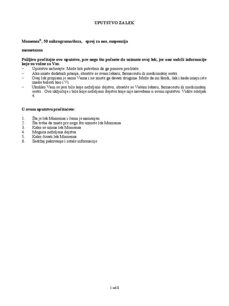 Momensa Upustvo | PDF