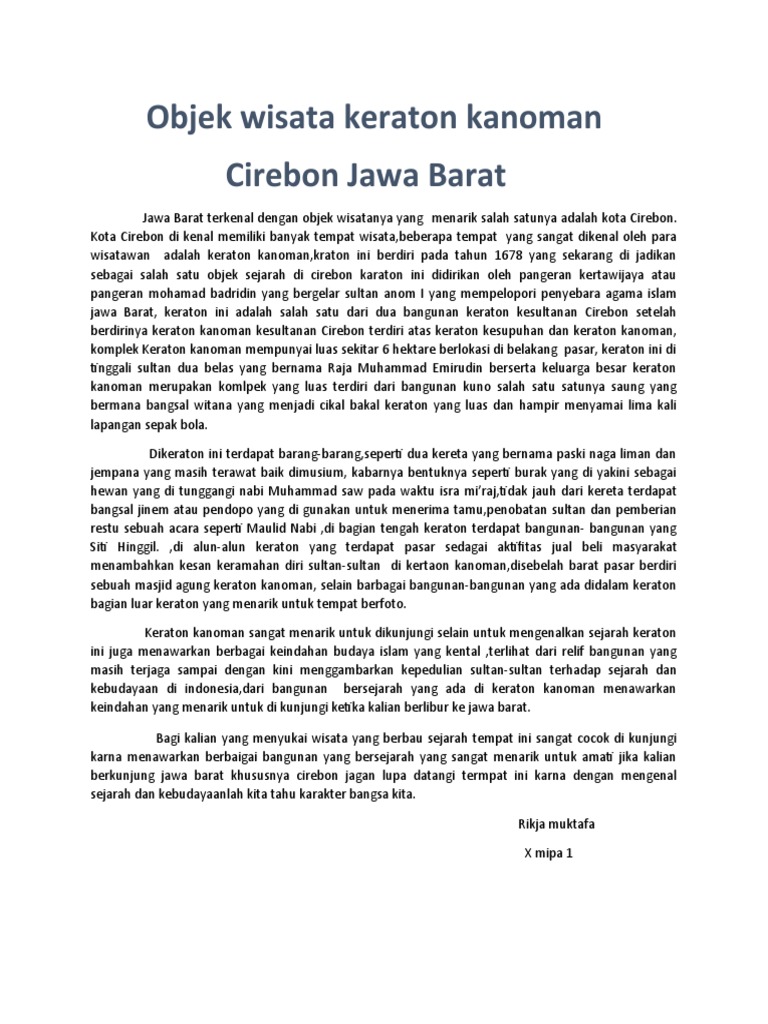Objek Wisata Keraton Kanoman | PDF | Perjalanan | Seni