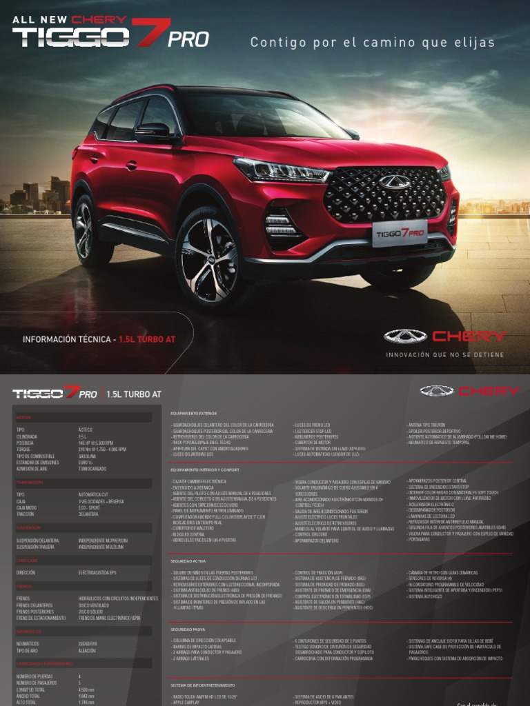Ficha Técnica Tiggo 7 PRO Mayo | PDF | Sistema de freno antibloqueo ...