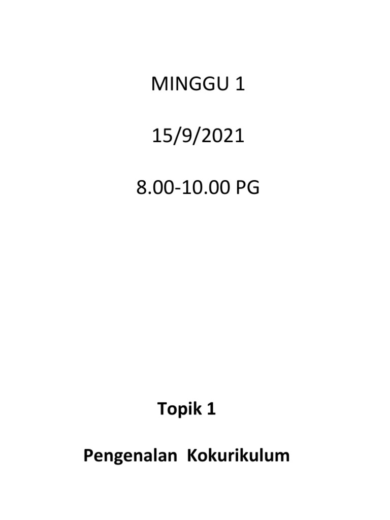 M1 Pengenalan Kokurikulum | PDF