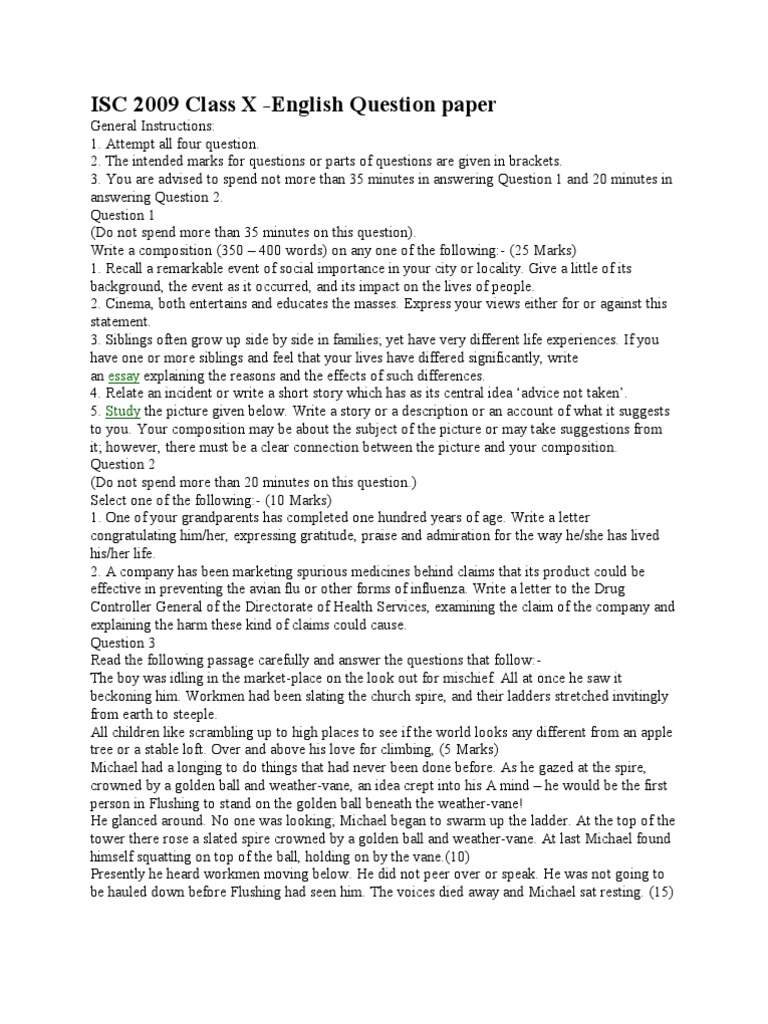 (WWW - Entrance-Exam - Net) - ICSE Class 10 Sample Paper 1 | PDF | Question