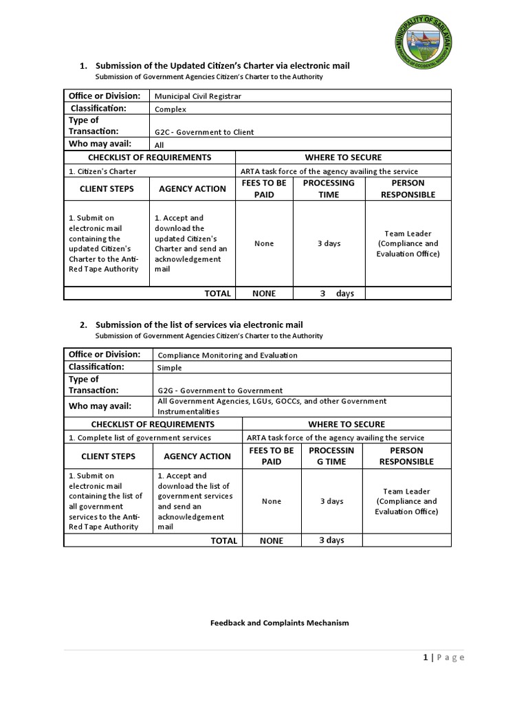 ARTA Form | PDF | Government