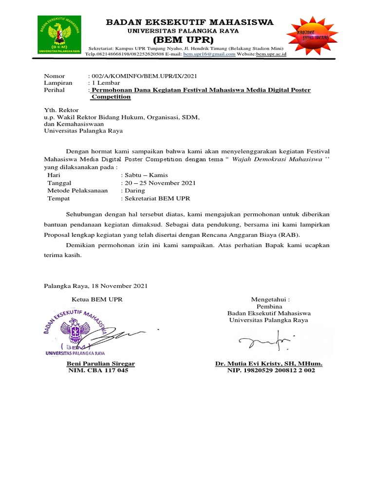 Surat Permohonan Bantuan Dana | PDF