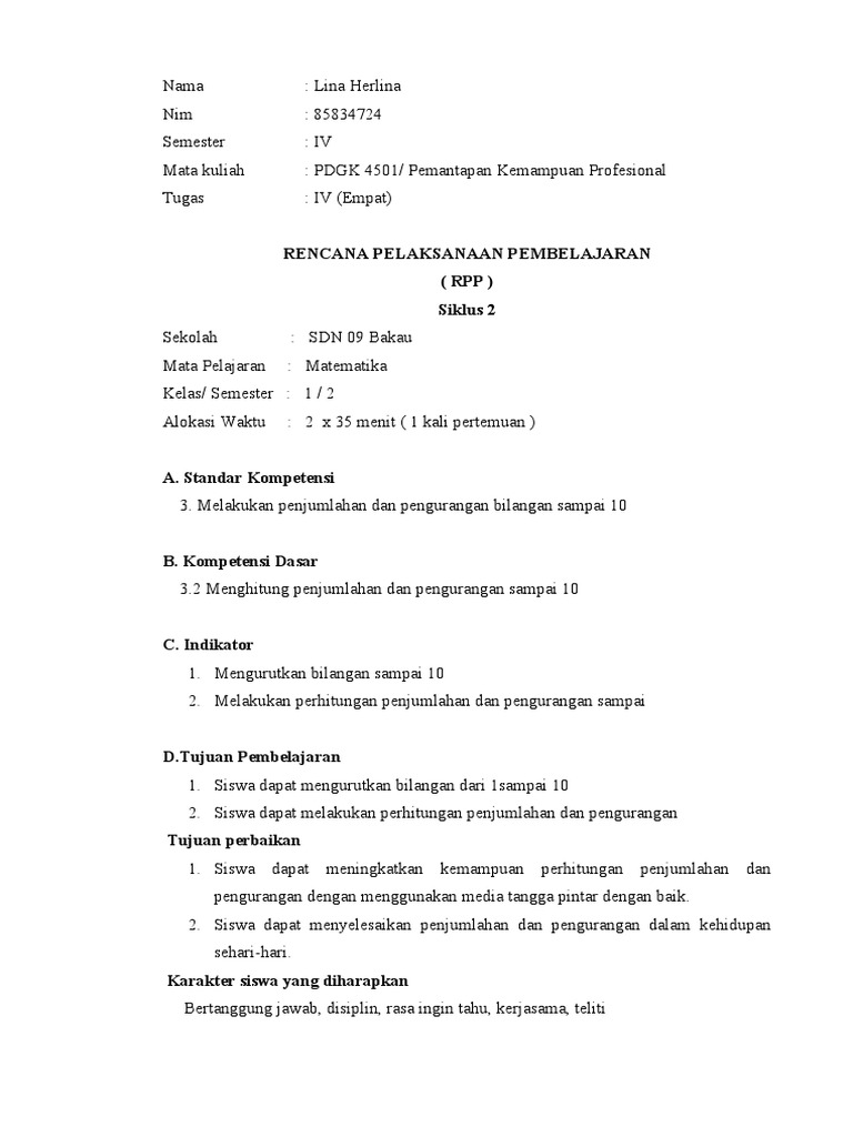 RPP Perbaikan Siklus 2 Dan Refleksi | PDF | Pengembangan Diri