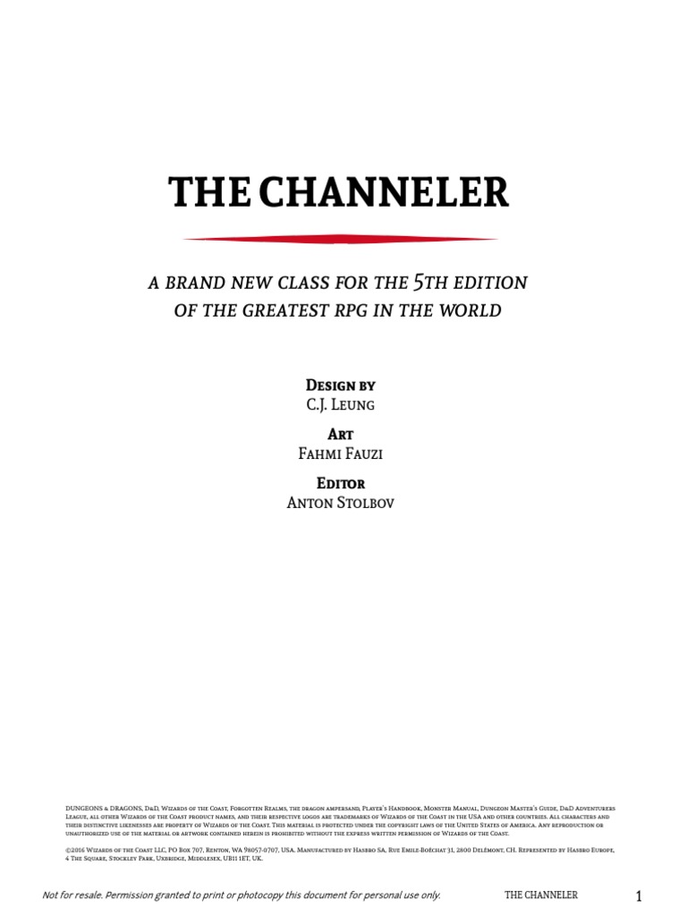 The Channeler: A Brand New Class For The 5th Edition of The Greatest ...