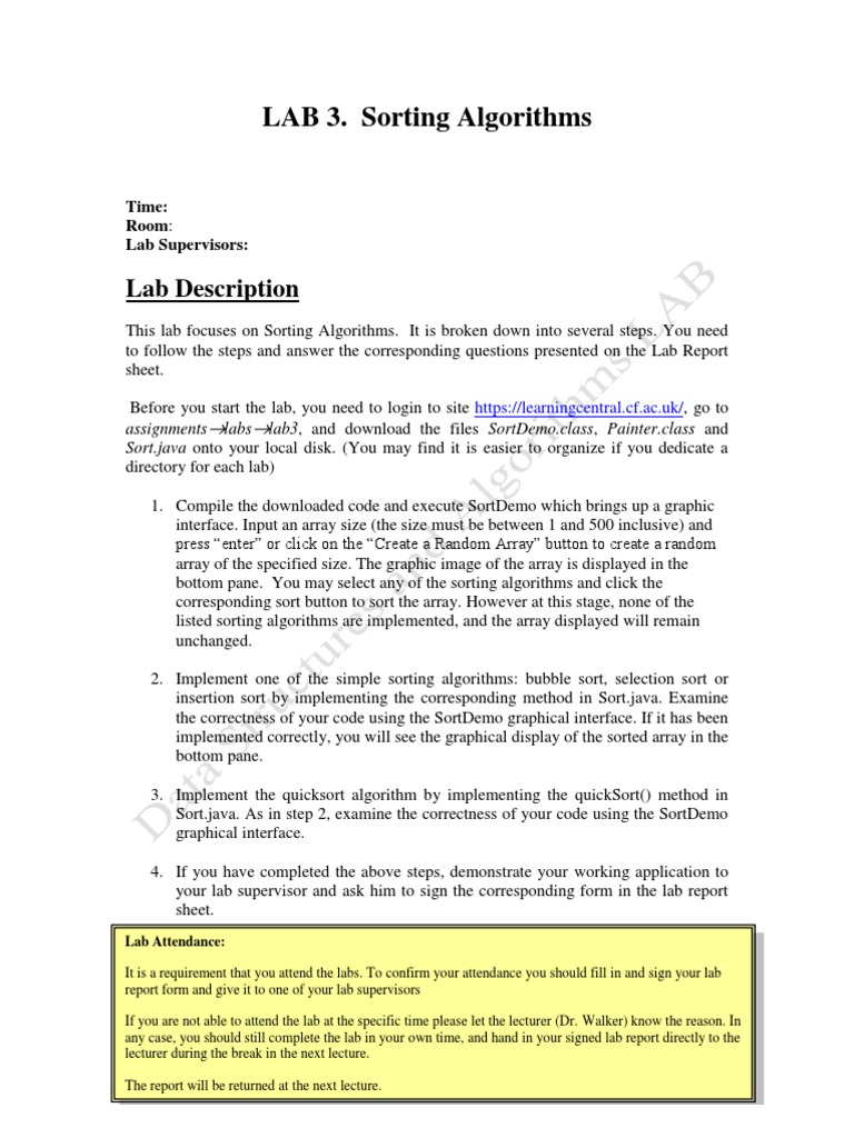Lab3 Sorting | PDF | Mathematical Concepts | Computer Engineering Lab3 Sorting | PDF | Mathematical Concepts | Computer Engineering
